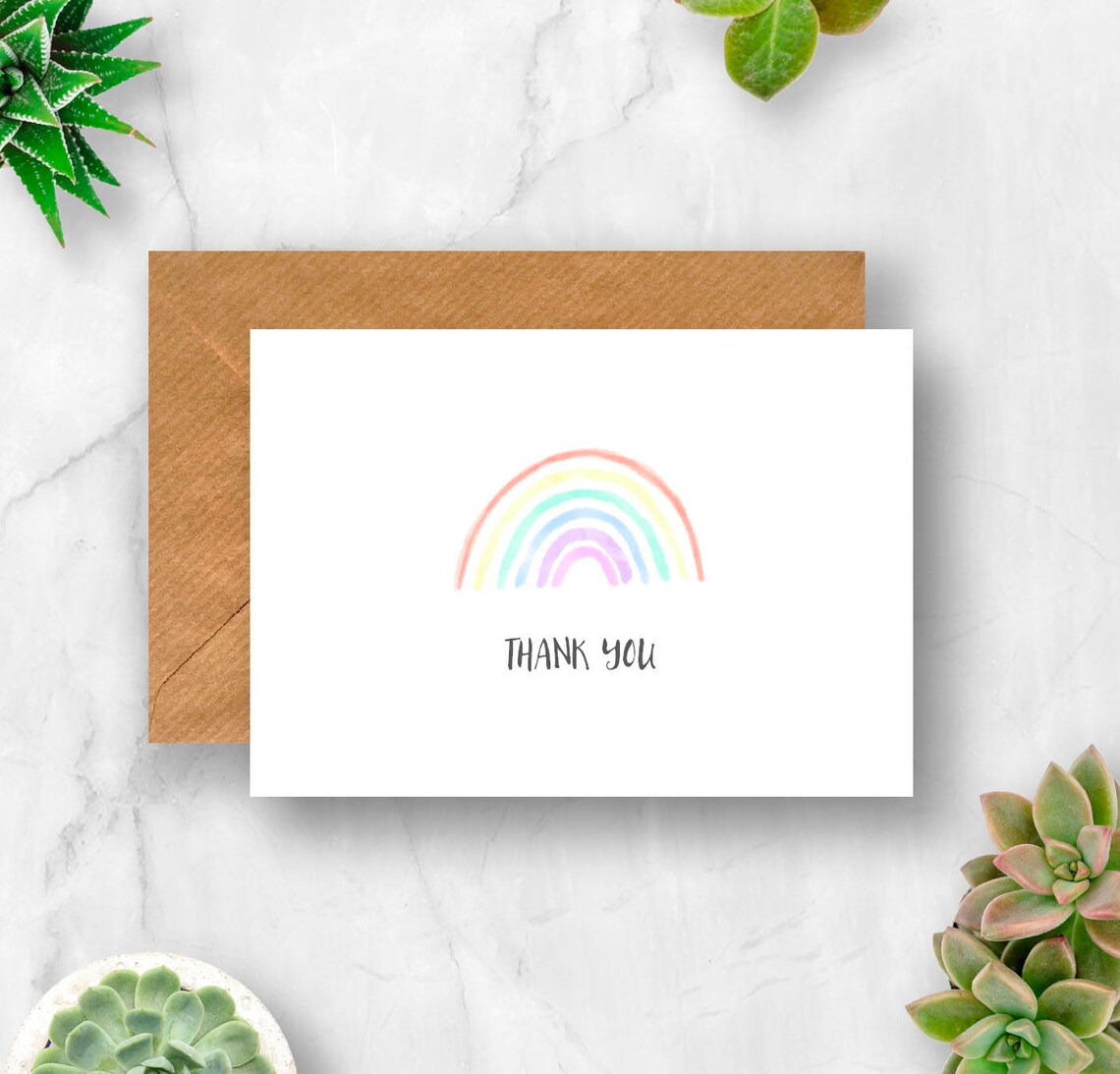 Rainbow Thank You Card - Etsy