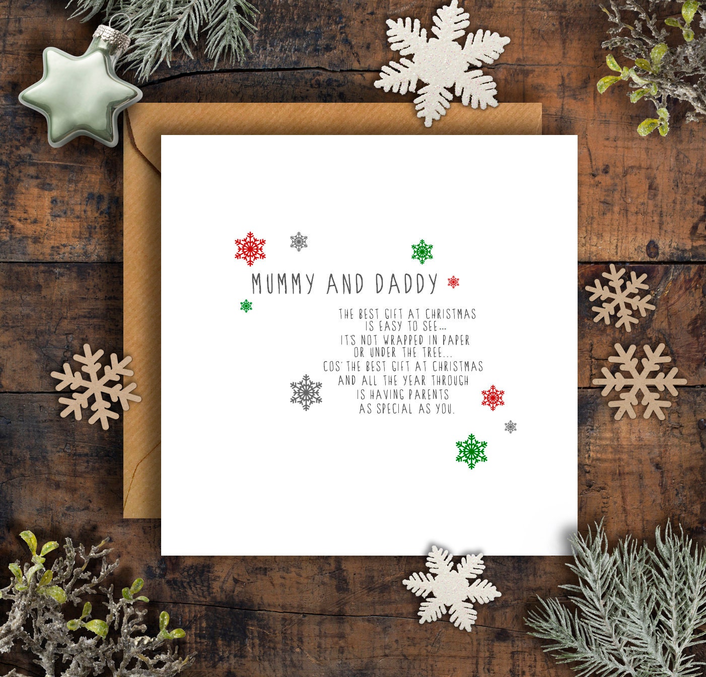 Mum & Dad Poem Christmas Card Mum and Dad Xmas Card for Mum | Etsy