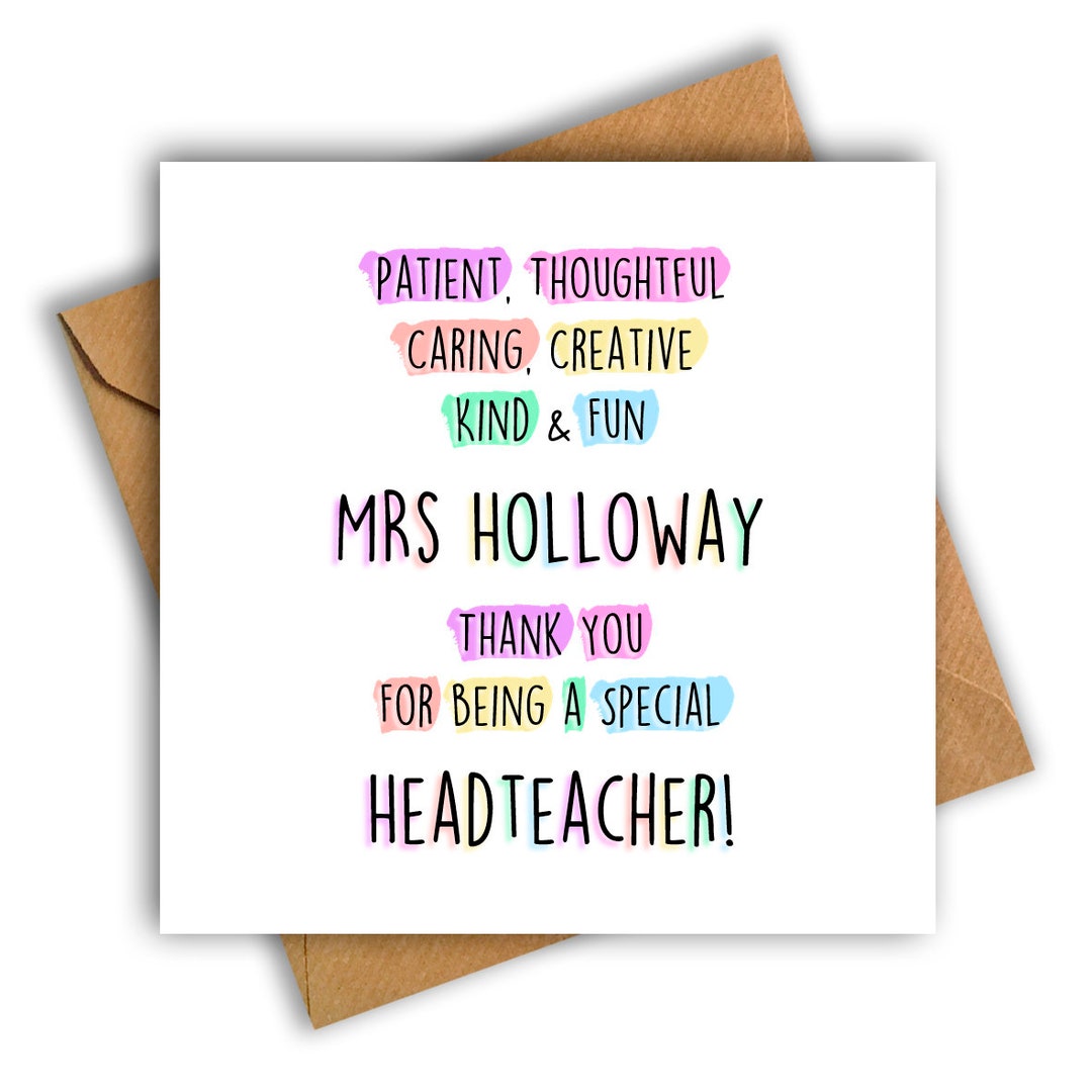 Shadow Headteacher Thank You Card, Headteacher Card, Thank You Card ...