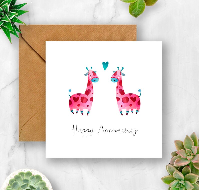 Giraffes Happy Anniversary Card, Anniversary Card, Wedding Anniversary ...