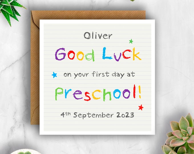 First Day at School Good Luck Card - First Day of Nursery - First Day ...