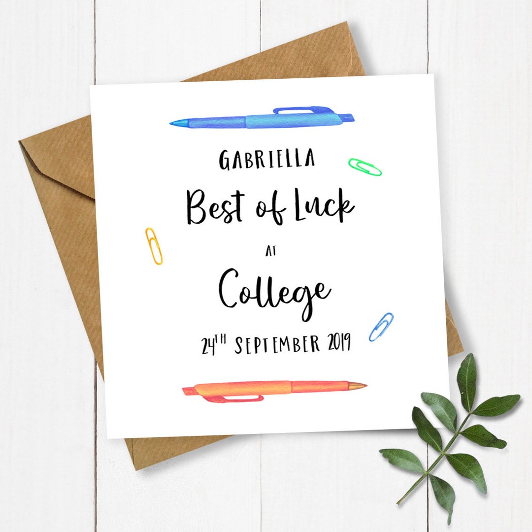 Personalised Pens Best of Luck at College Card, First Day College Card ...