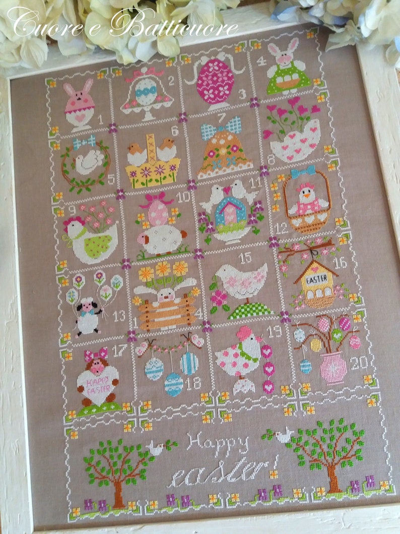 Chart Shabby Easter Calendar including Inscription in | Etsy