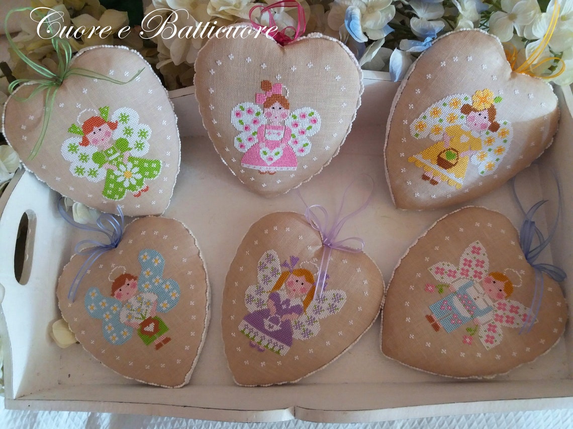 Chart Primavera Con Gli Angeli (including Heart Pinkeep Tutorial in ...