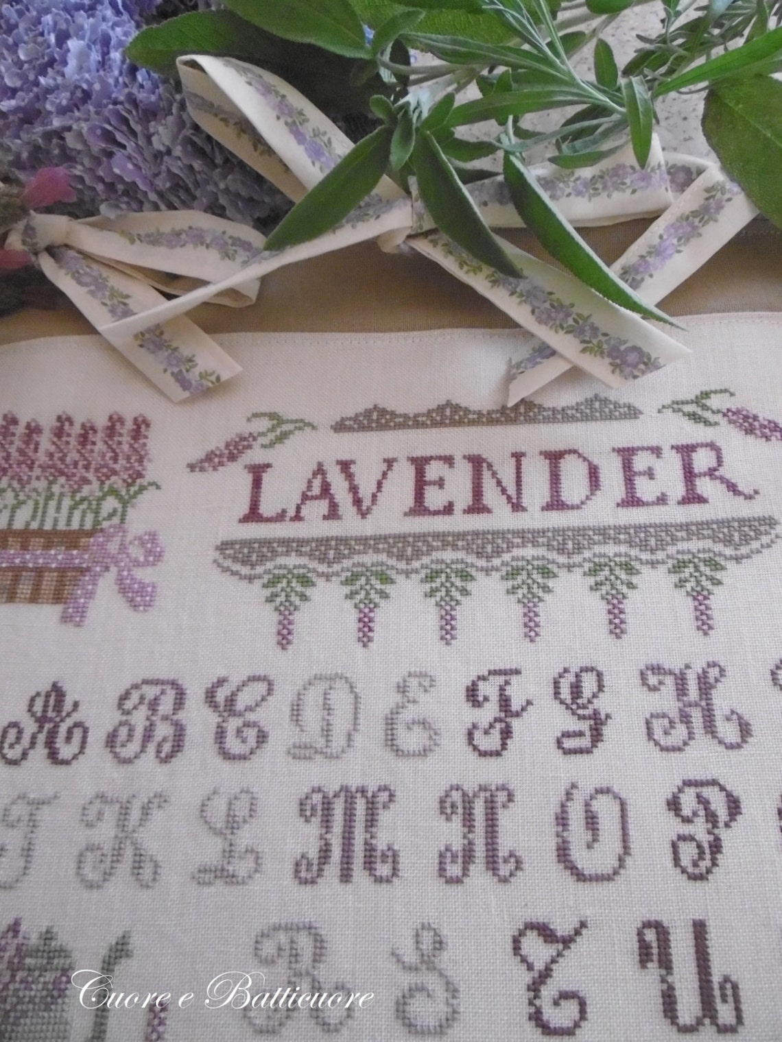 Chart Lavender Sampler (including Inscription in English, Italian and ...