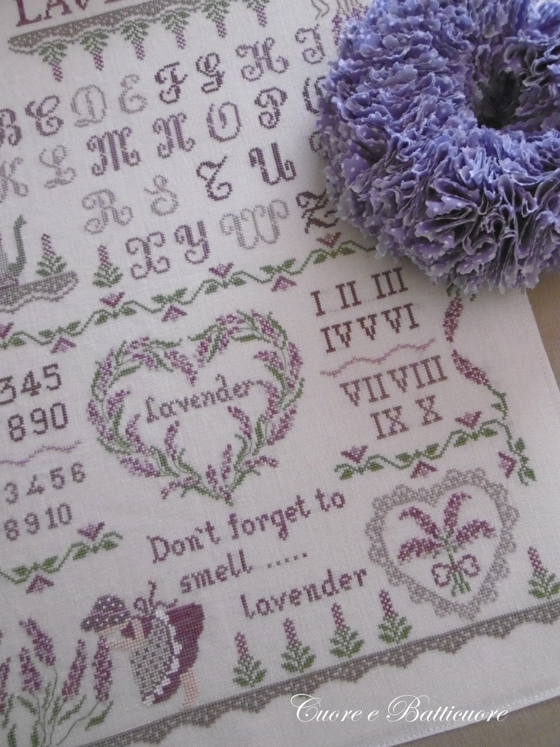 Chart Lavender Sampler (including Inscription in English, Italian and ...