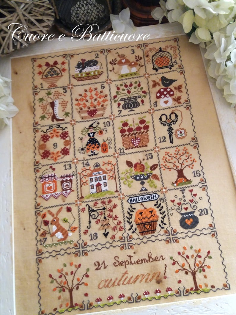 Chart Shabby Autumn Calendar (including Inscription in English, French ...