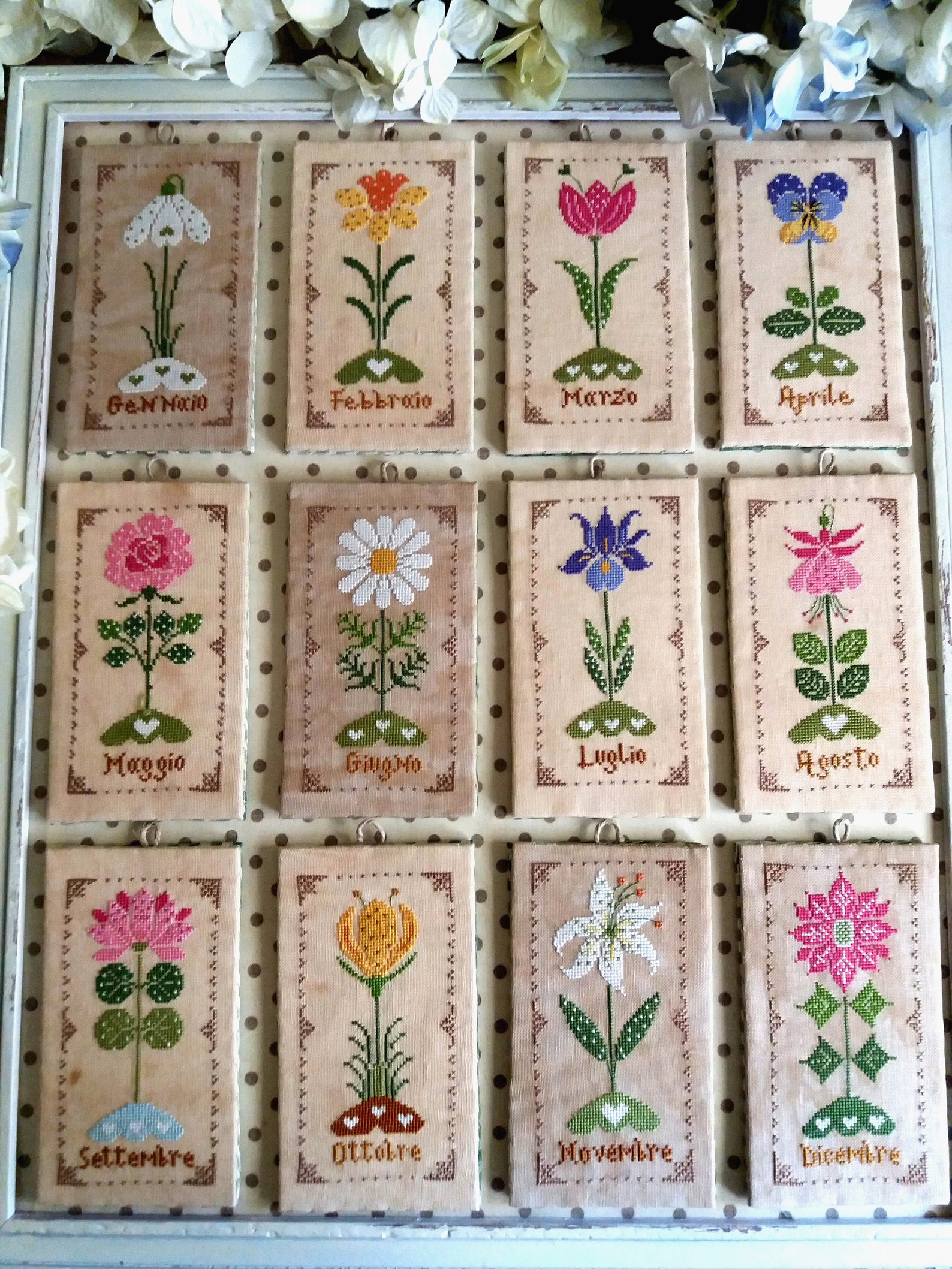 Chart Un Anno in Fiore with Names of the Months in Italian, English ...