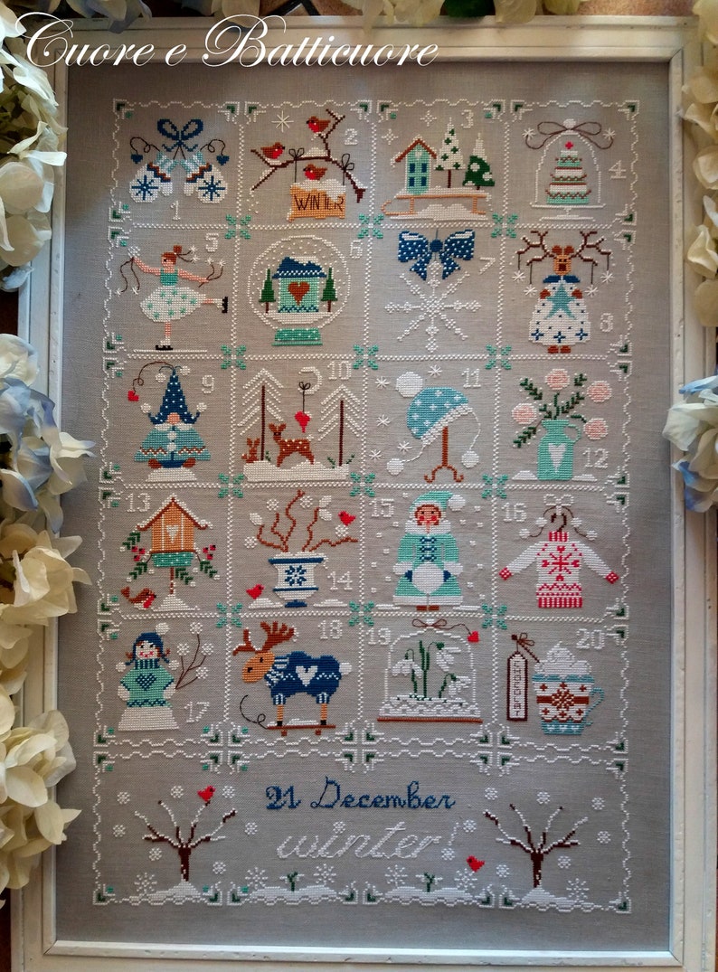 Chart Shabby Winter Calendar (including Inscription in English, French ...