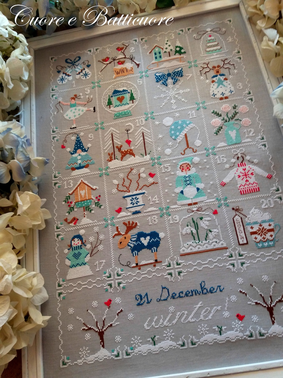 Chart Shabby Winter Calendar (including Inscription in English, French ...