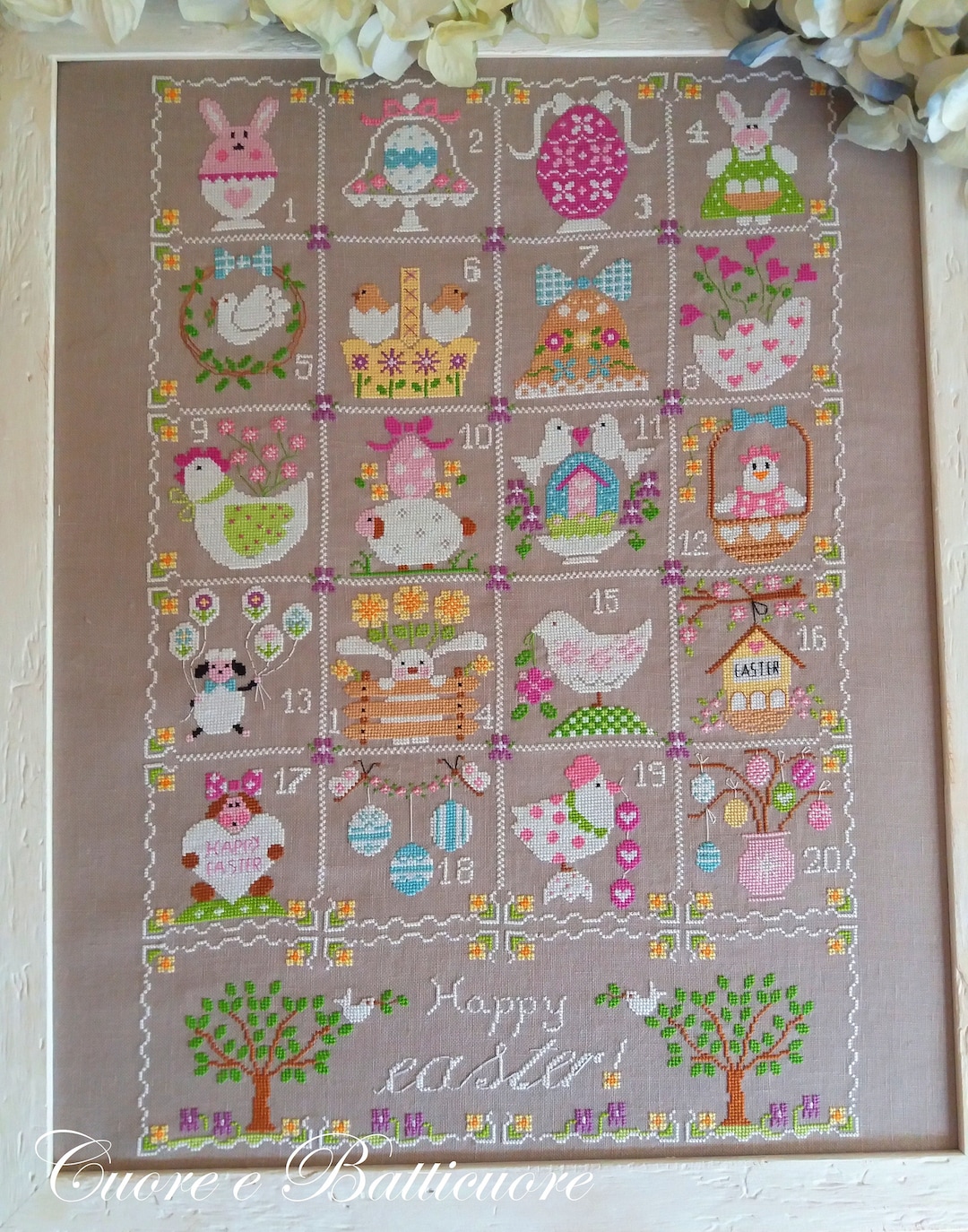 Chart Shabby Easter Calendar including Inscription in English, French ...