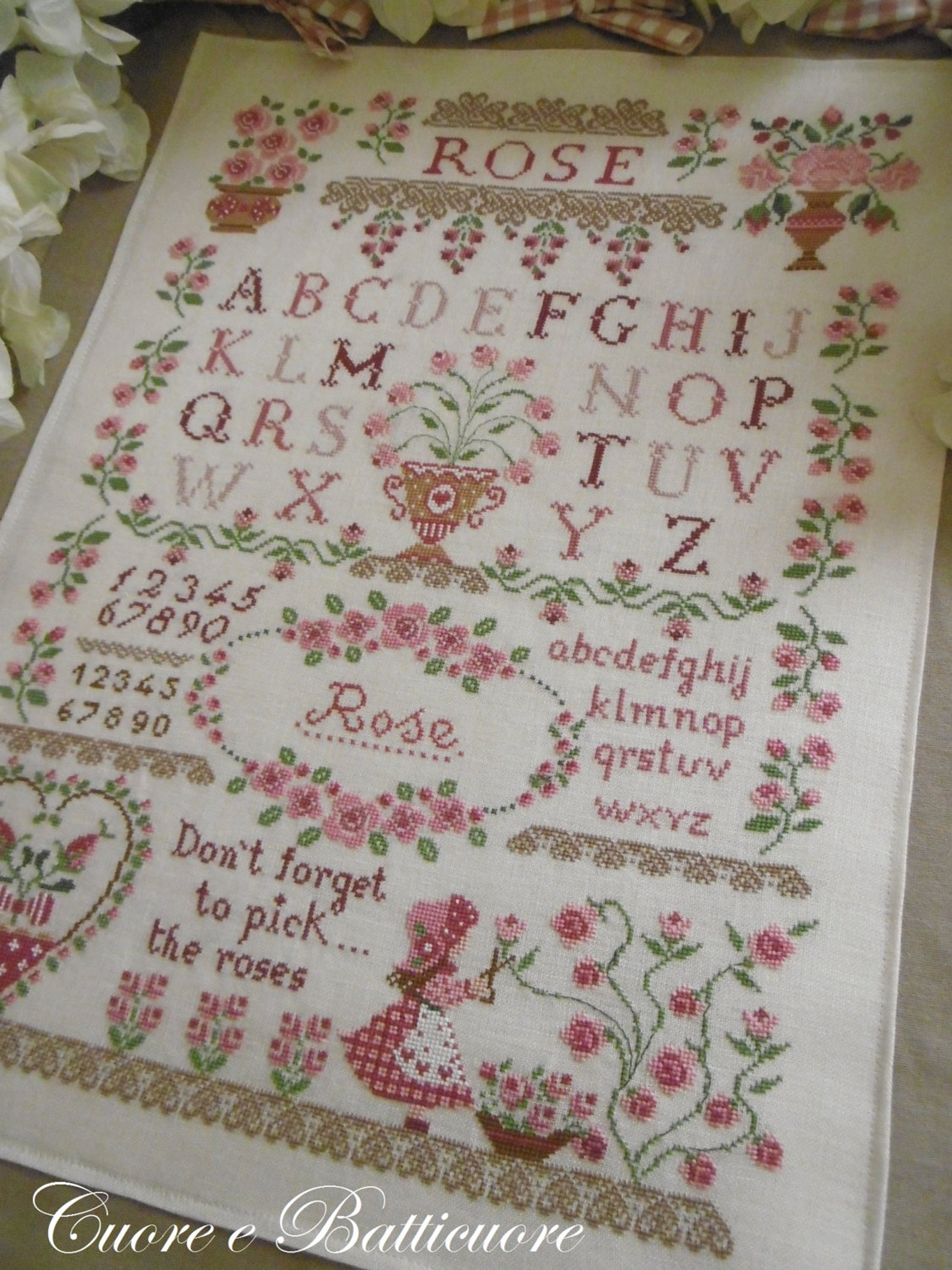 Chart Rose Sampler (including Inscription in English, Italian and ...