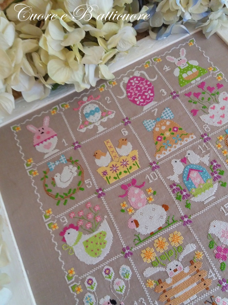 Chart Shabby Easter Calendar including Inscription in | Etsy