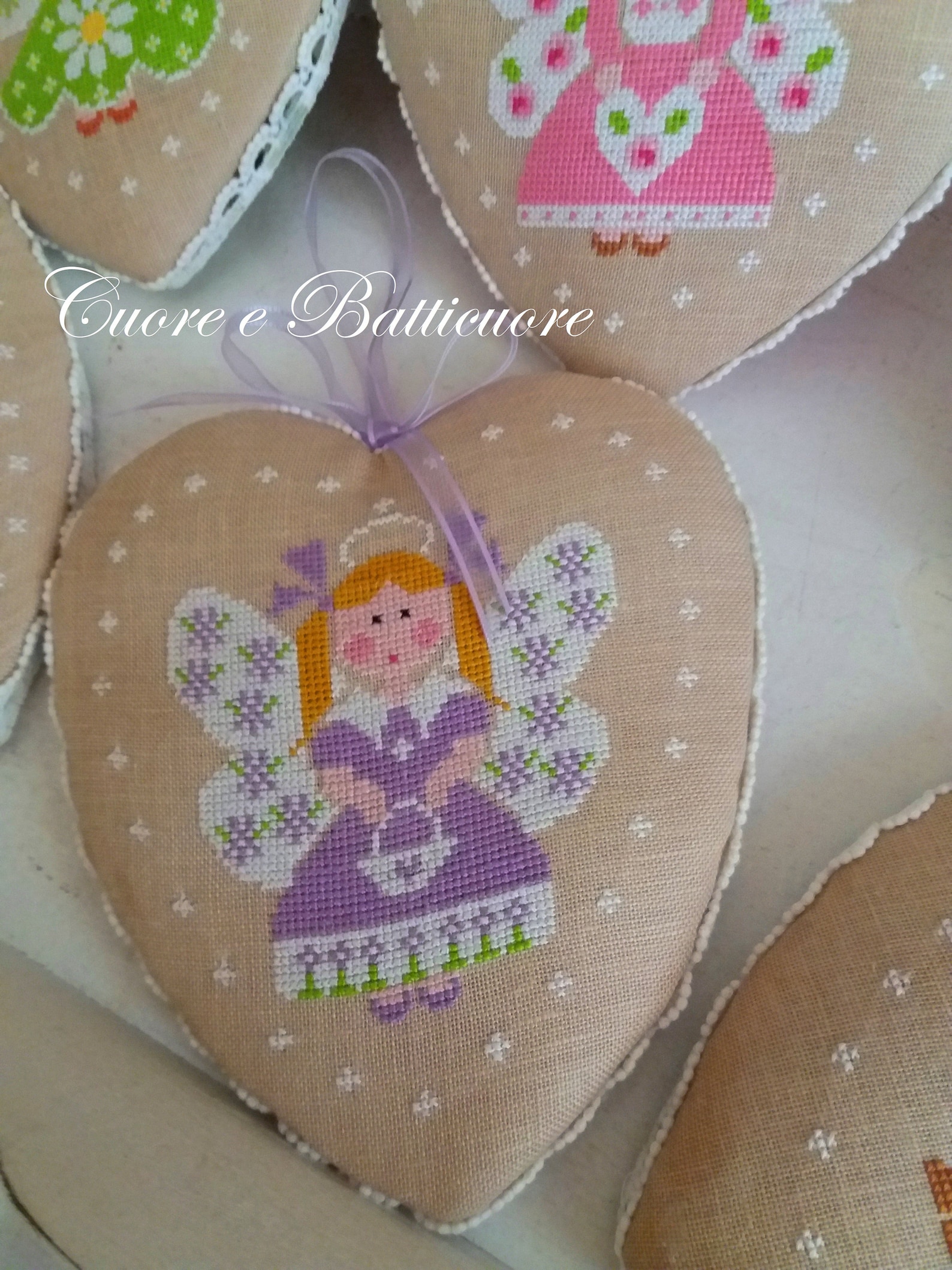 Chart Primavera Con Gli Angeli (including Heart Pinkeep Tutorial in ...