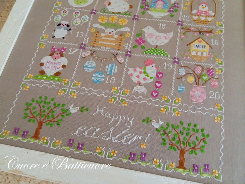 Chart Shabby Easter Calendar including Inscription in | Etsy