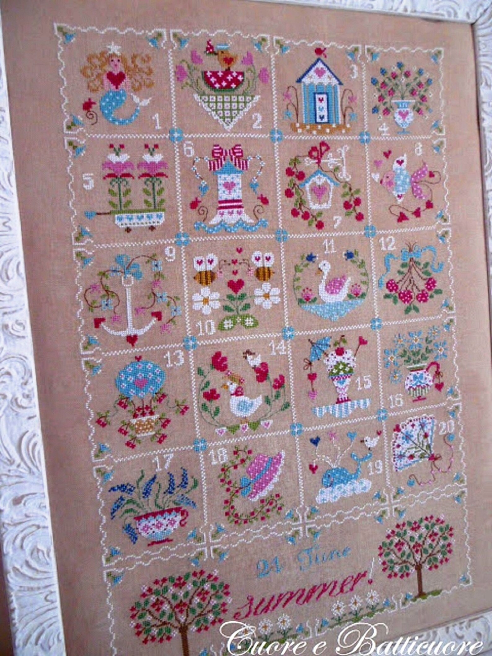 Chart Shabby Summer Calendar including Inscription in - Etsy