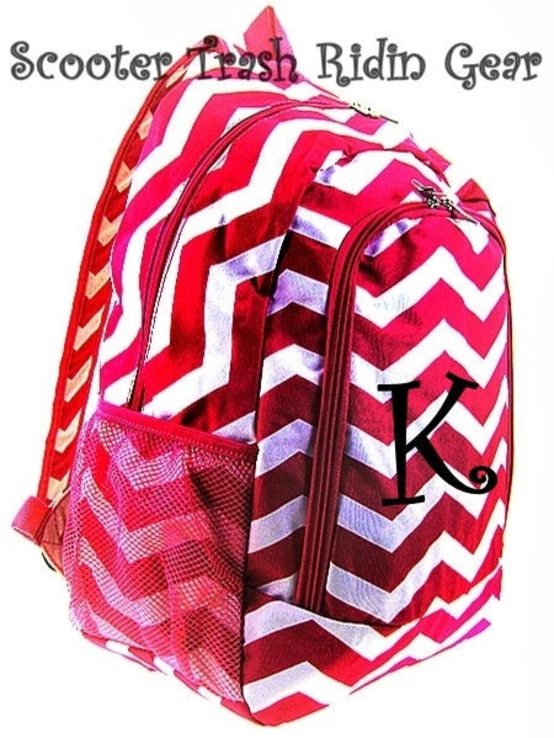 Personalized Backpack Bookbag Chevron Zig Zag RED WHITE Monogrammed Book Tote School NEW - Etsy