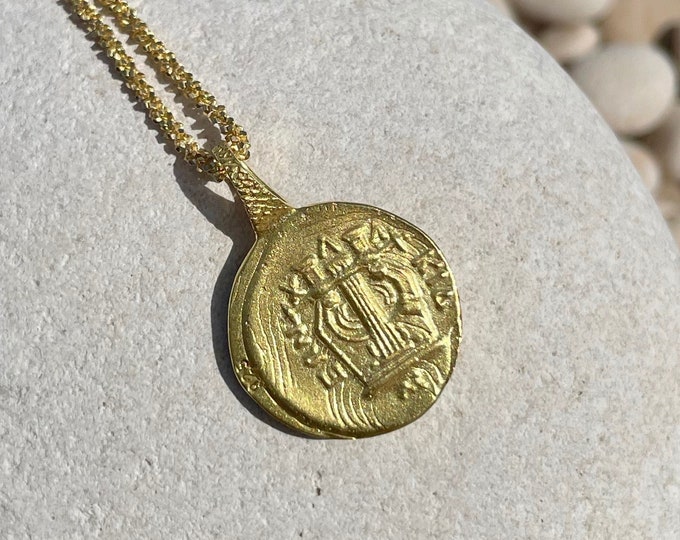 Ancient Greek APOLLO & LYRE Musical Instrument Medallion Coin Necklaces ...