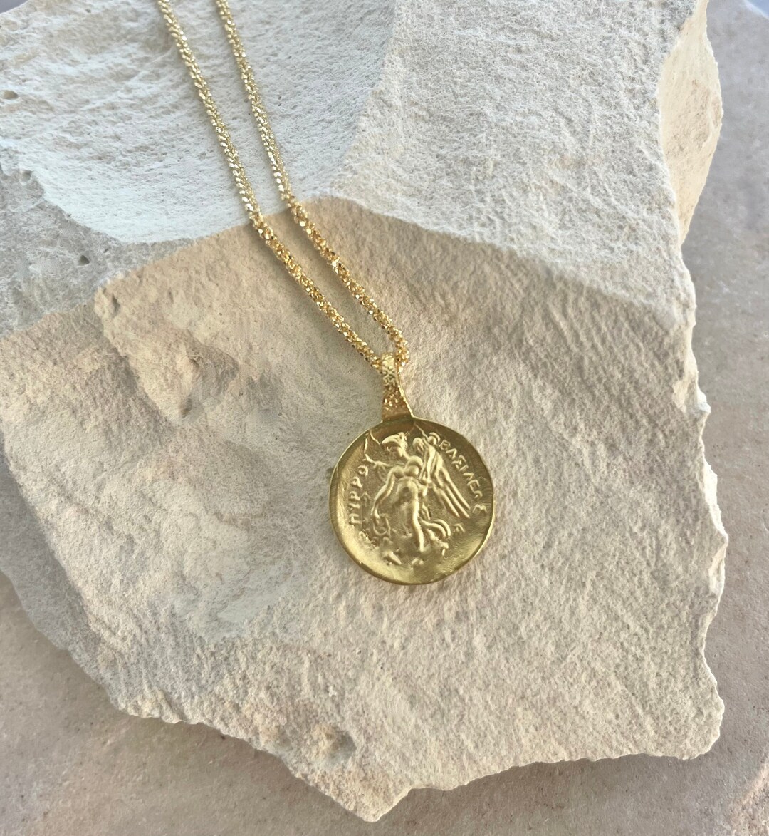 Ancient Greek Goddess Athena & Nike Victory Medallion Necklace - Etsy