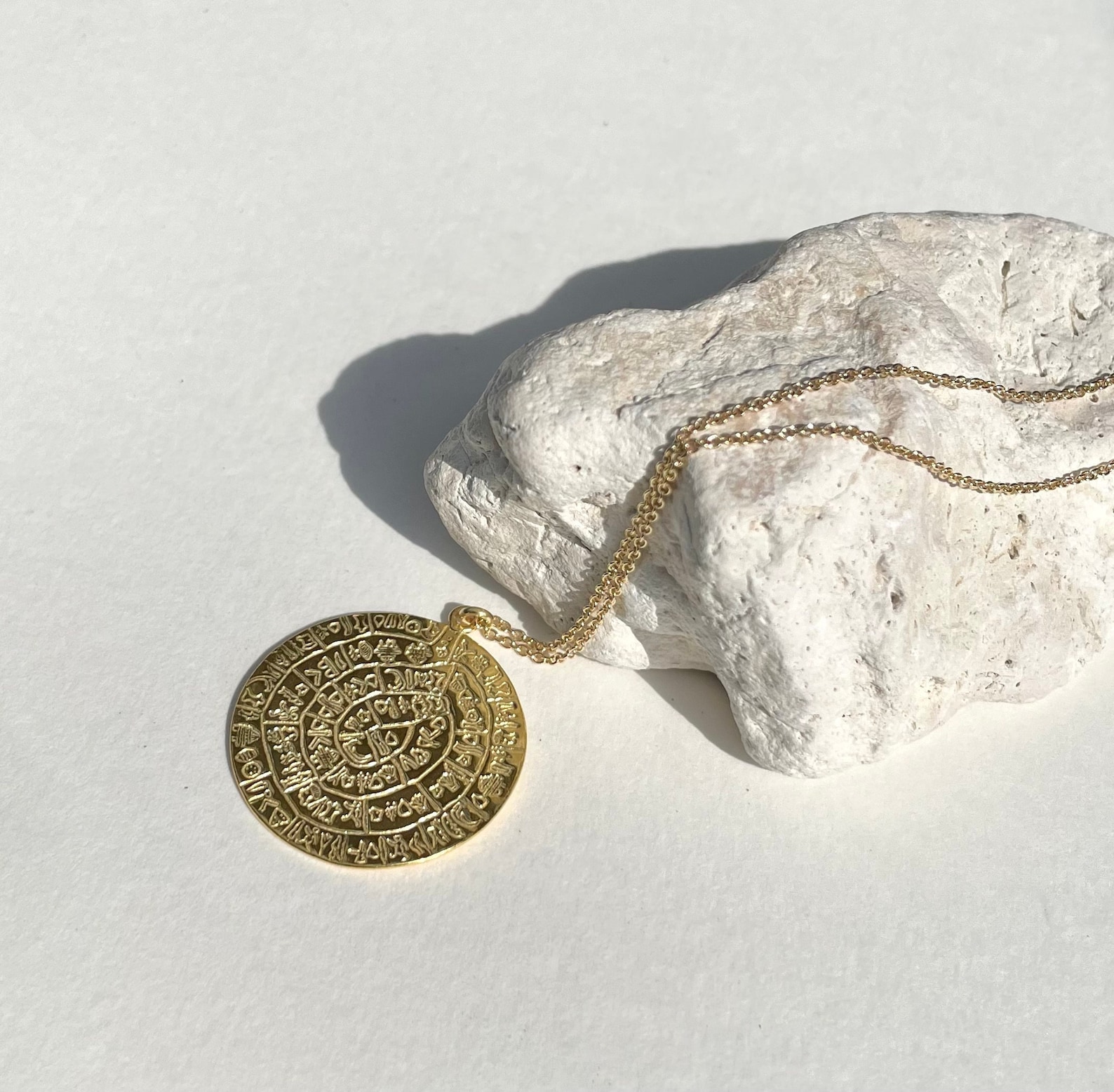 XL Vermeil Ancient Greek Minoan Phaistos Disc Coin Necklace - Made in ...