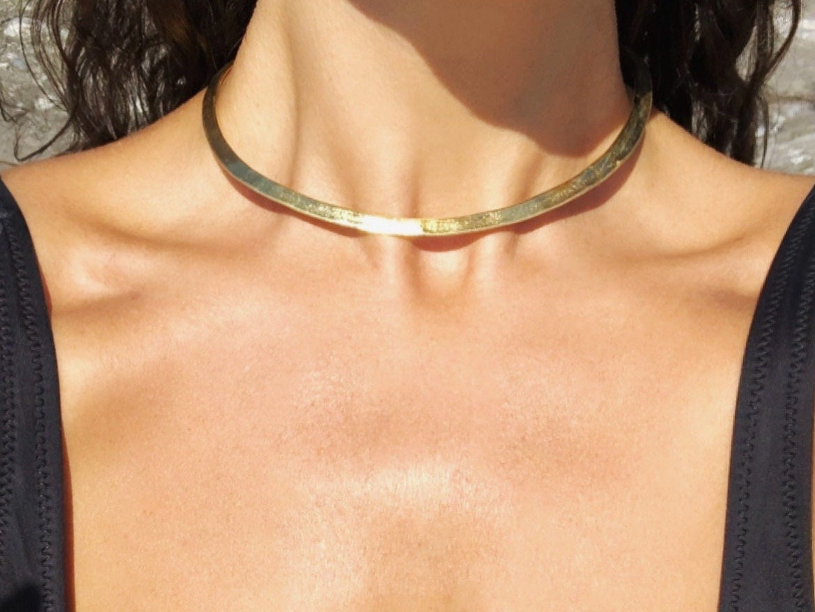 Ancient Greek Goddess LETO Hammered Gold Cuff Choker Necklace - Made in ...