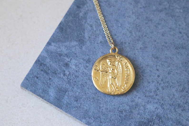 Ancient Greek Goddess Athena & Nike Victory Medallion Necklace - Etsy