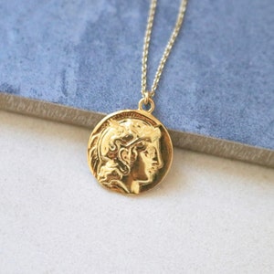 Ancient Greek Warrior Goddess ATHENA & Lion Medallion Coin Necklace - Etsy