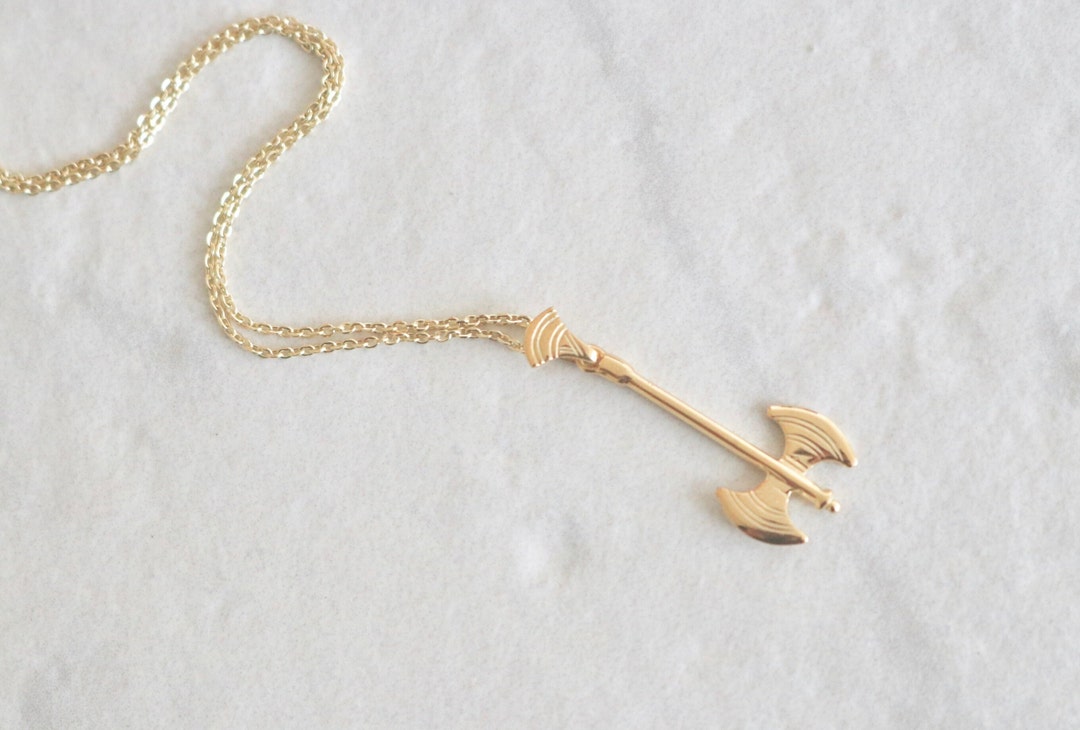 14K Gold Ancient Greek AMAZON Labrys Ax Necklace - Etsy