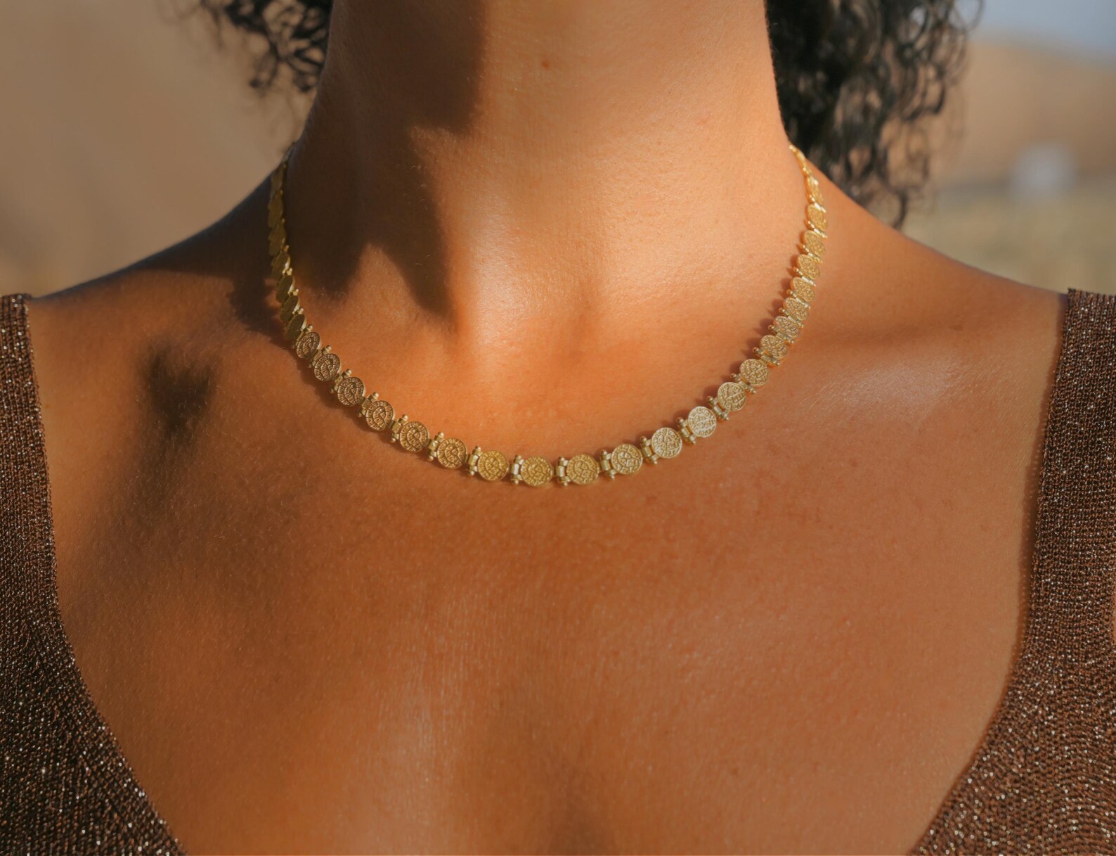Ancient Greek Minoan Phaistos Disc Coin Collar Necklace - Made in ...