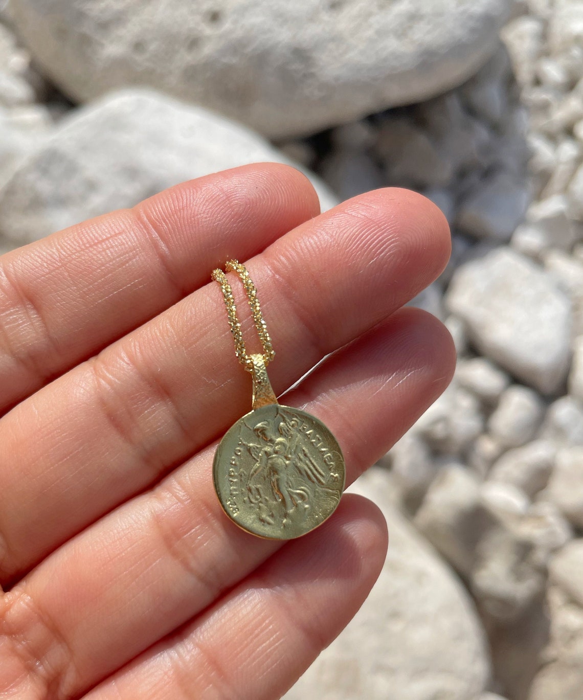 Ancient Greek Goddess Athena & Nike Victory Medallion Necklace - Etsy