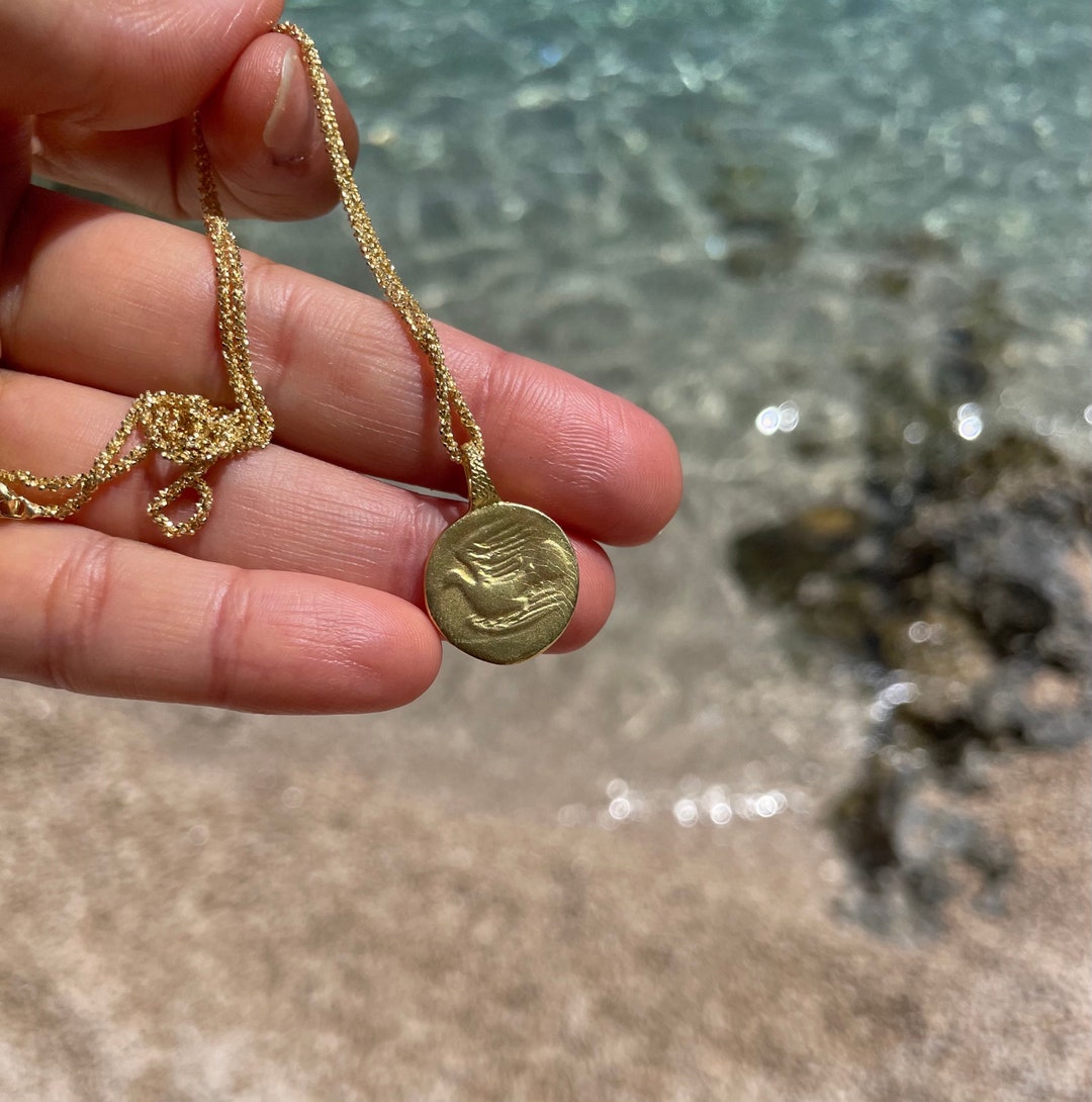 Ancient Greek PERISTERI Aphrodite Dove & Griffin Coin Necklaces - Made ...
