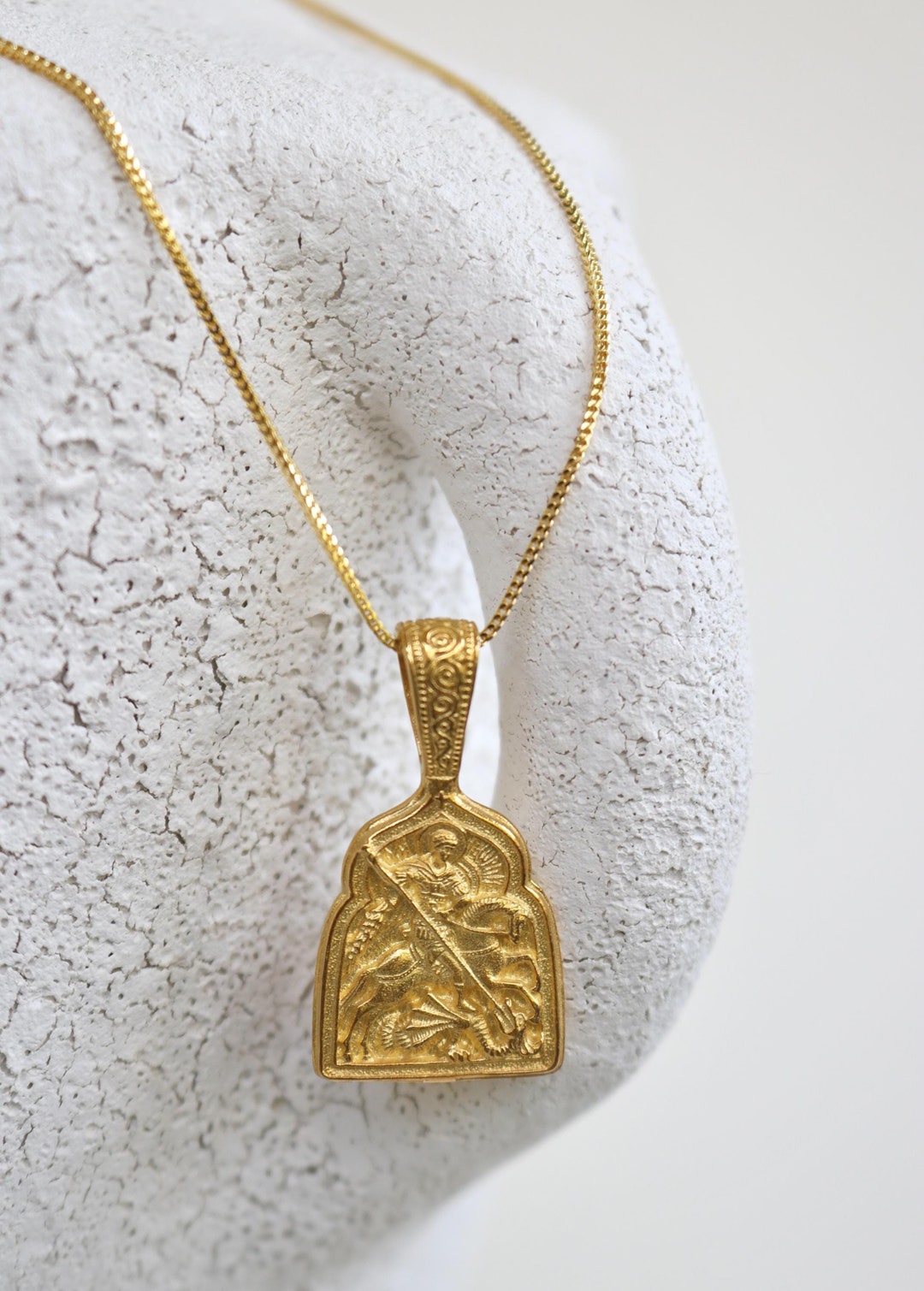24K Vermeil Ancient Greek Byzantine St. George & Dragon Medallion ...