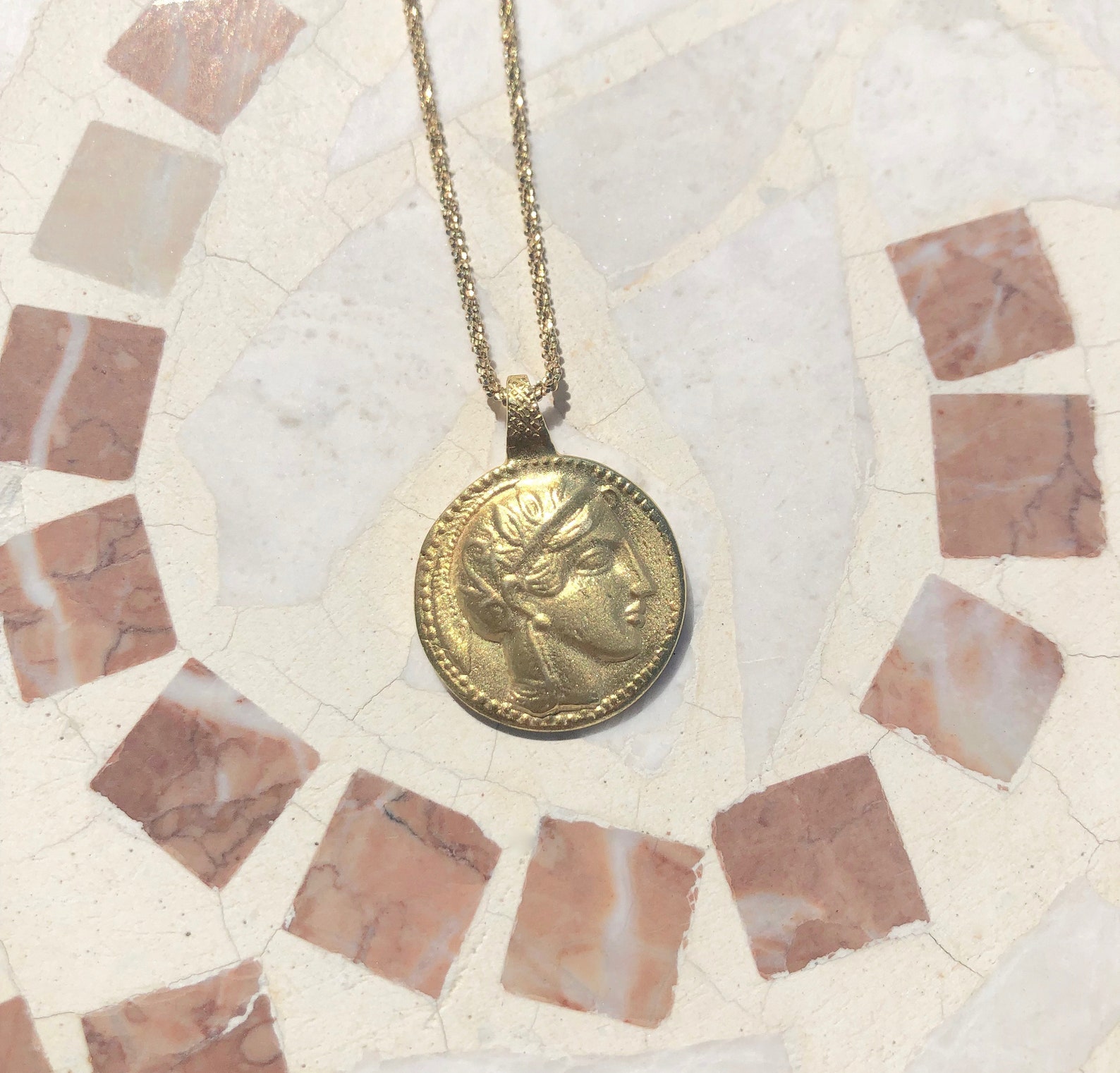 Ancient Greek Goddess Athena & Owl Reversible Coin Necklace - Made in ...
