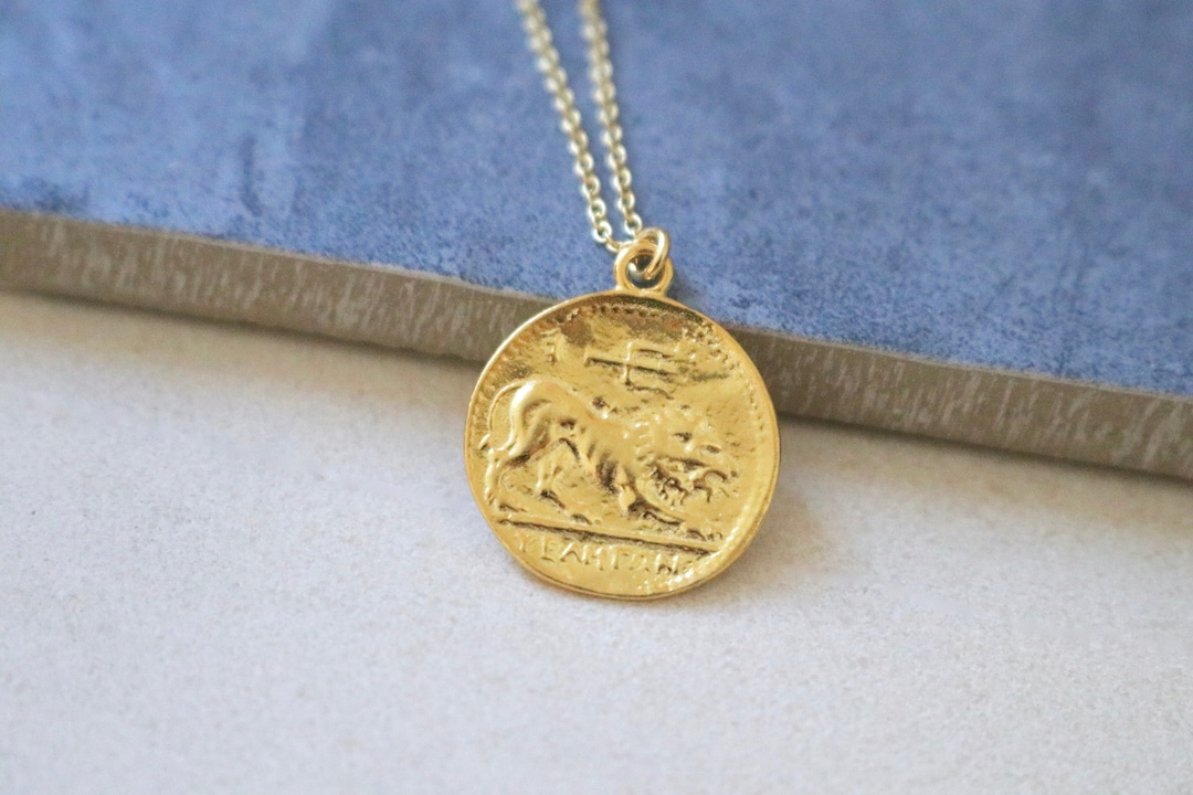 Made to Order - Solid 14K Gold Alexander the Great & Lion Medallion ...