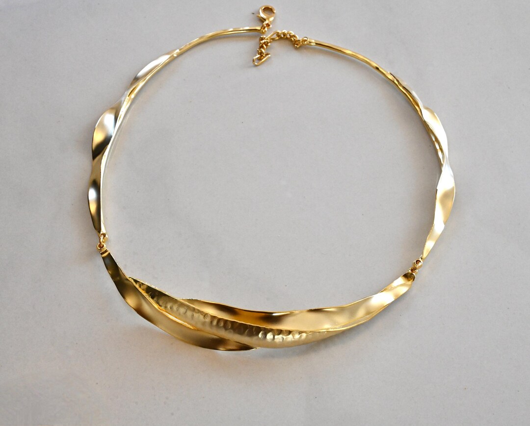 Ancient Greek Goddess GAİA Hammered Gold Cuff Choker Necklace - Made in ...