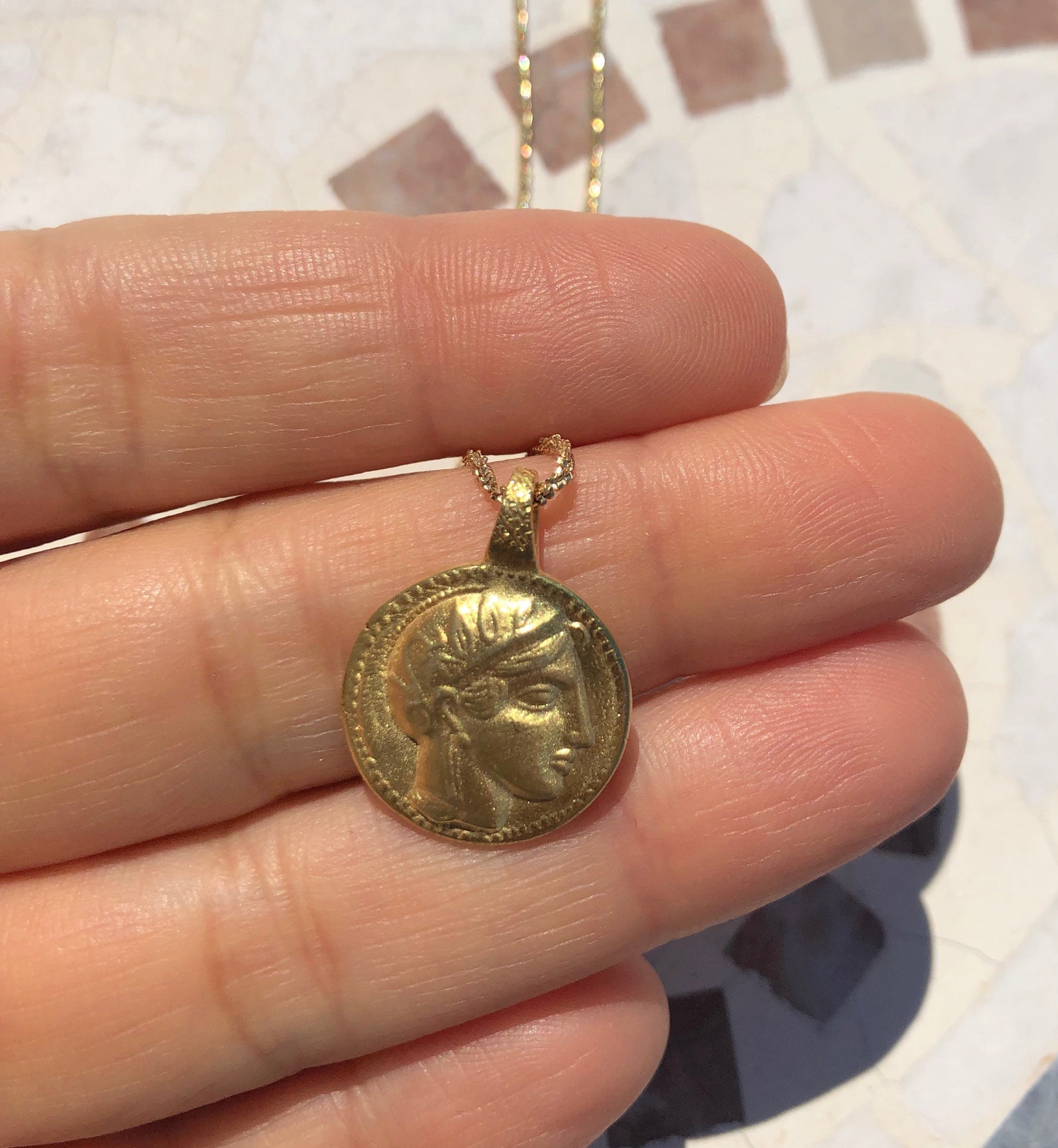 Ancient Greek Goddess Athena & Owl Reversible Coin Necklace - Made in ...