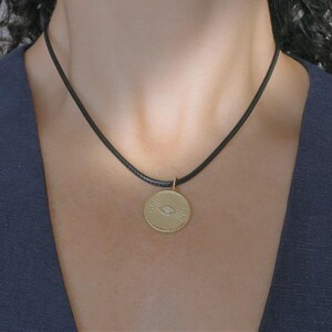 Ancient Greek Vermeil Evil Eye Coin Necklace With Zircon Stones - Etsy