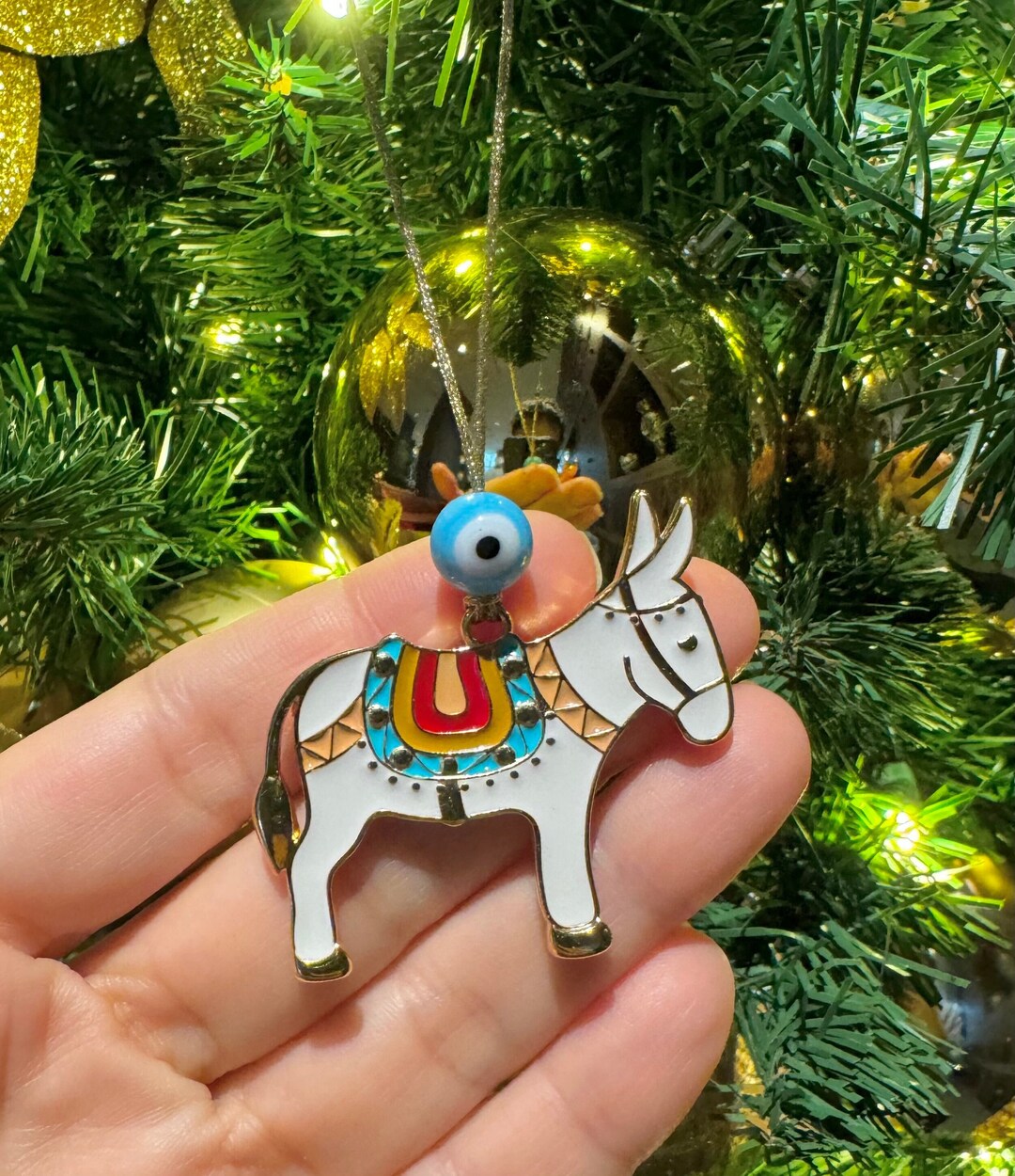 Gold & Enamel Greek Donkey Good Luck Christmas Ornament - Etsy