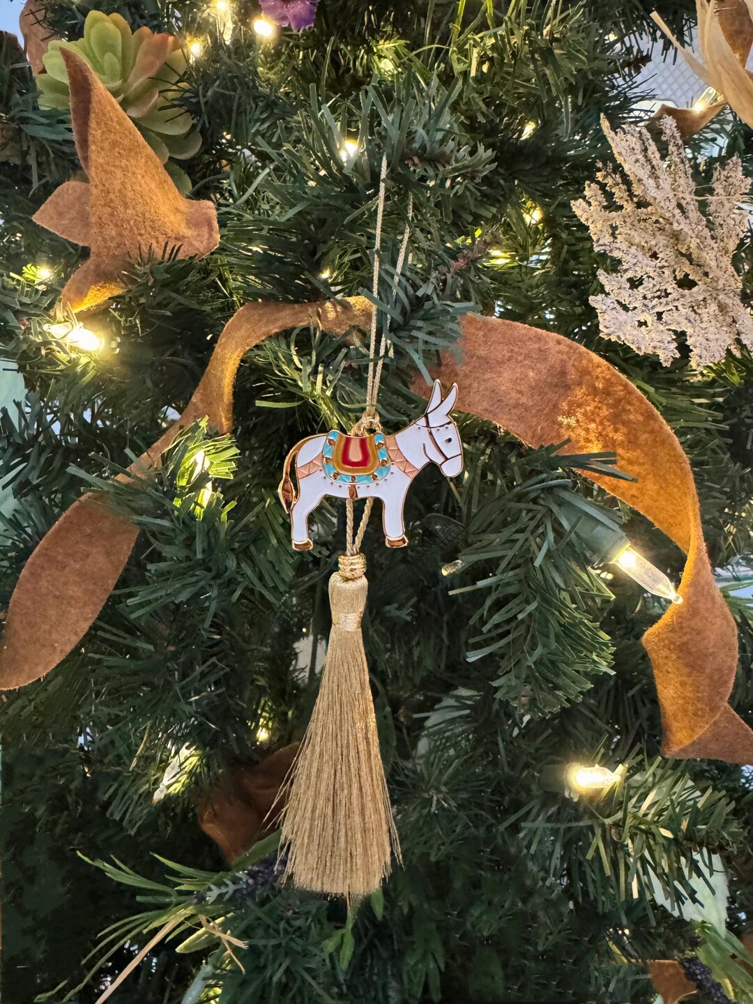 2 COLORS Gold Multi Color Enamel Greek Donkey Good Luck Christmas ...