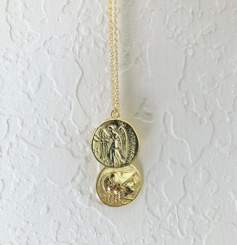 Ancient Greek Goddess Athena & Nike Victory Medallion Necklace - Etsy