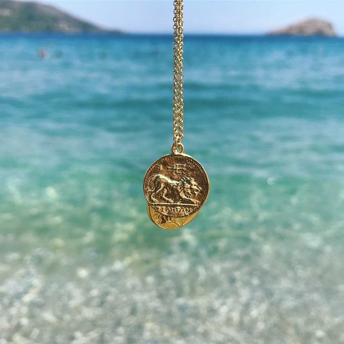 Ancient Greek Warrior Goddess ATHENA & Lion Medallion Coin Necklace - Etsy