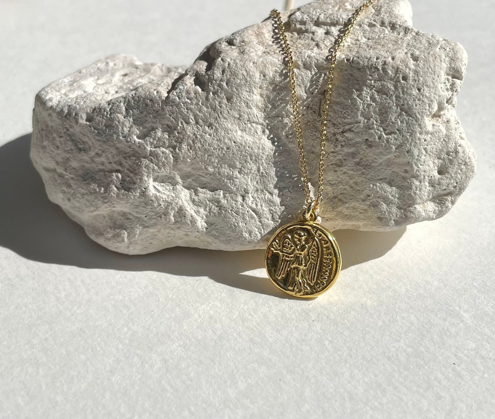 Ancient Greek Goddess Athena & Nike Victory Medallion Necklace - Etsy
