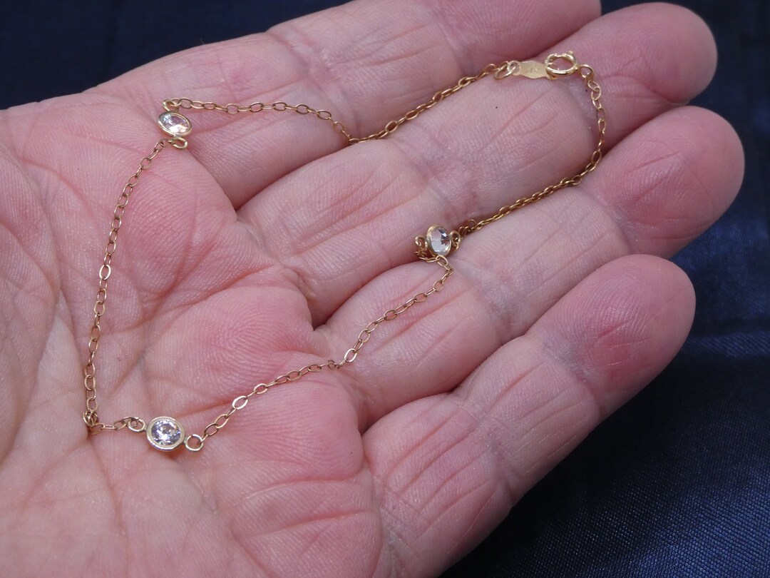 10K Solid Yellow Gold Jacmel With CZ Anklet/bracelet Chain - Etsy
