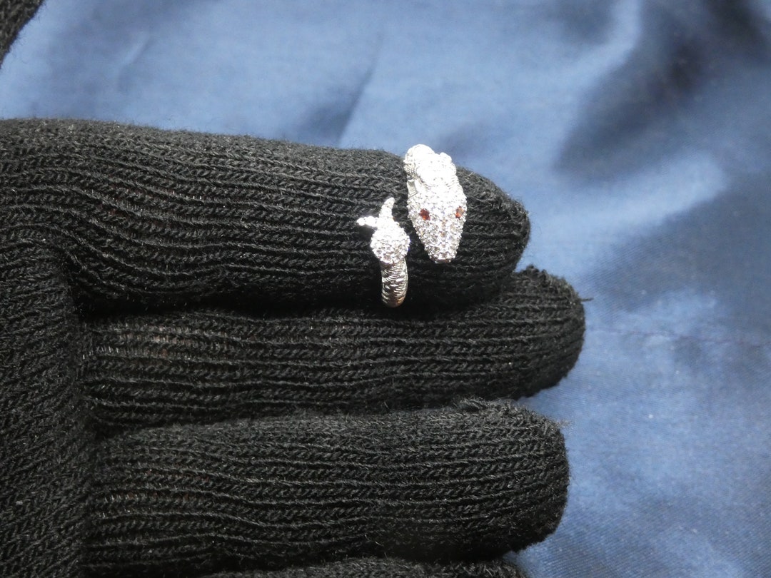 Judith Ripka Snake Bypass With CZ Accents 925 Sterling Silver Ring - Etsy