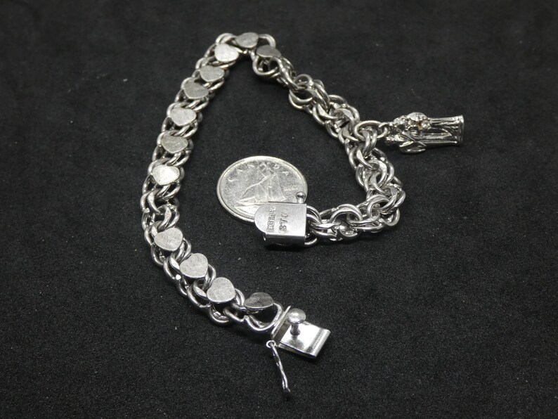 2 LEFT Starter Charm Bracelets Vintage 925 Sterling Silver With Figure ...