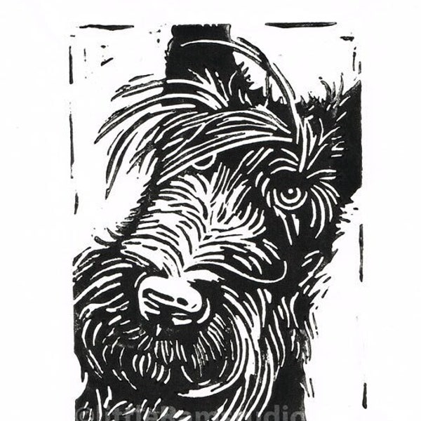 Dog Lino Print - Etsy