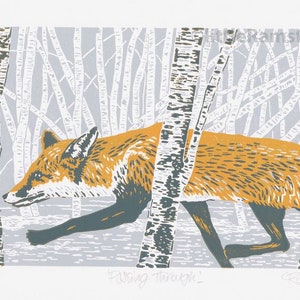 Fox Linocut Print Art Print Limited Edition Hand Cut Linocut Print. - Etsy