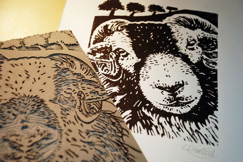 Swaledale Sheep Linocut Original Hand-pulled Relief Print - Etsy