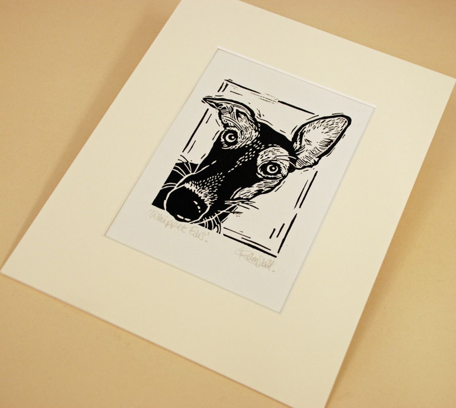Whippet Dog Art Print - Linocut Original Hand Pulled Relief Print - Etsy