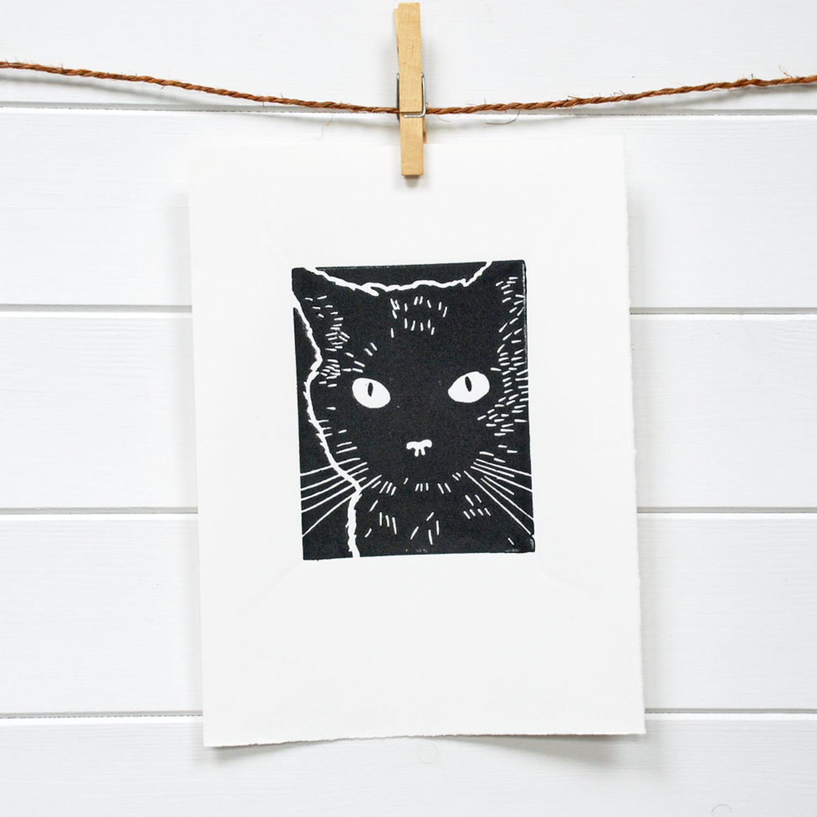 Black Cat Linocut Original Hand Pulled Relief Print - Etsy